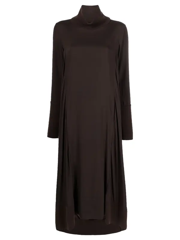 Kristensen Du Nord Draped Long-sleeve Midi Dress - Brown