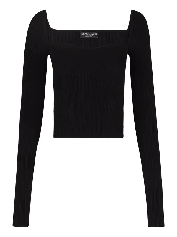 Dolce & Gabbana Ribbed-knit Square-neck Jumper - Black