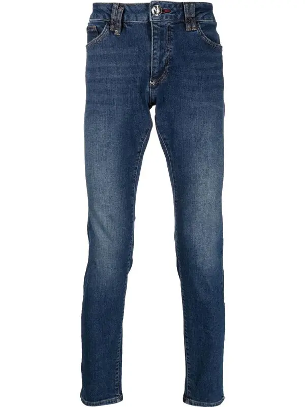 Philipp Plein Mid-rise Slim-cut Jeans - Blue