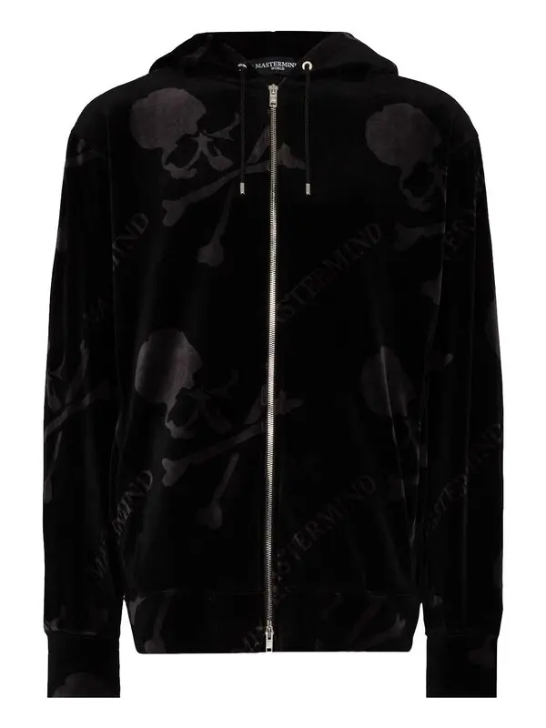 MASTERMIND WORLD Skull-print Velvet Track Jacket - Black