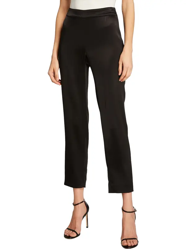 St. John Liquid Satin Cropped Pants - Caviar