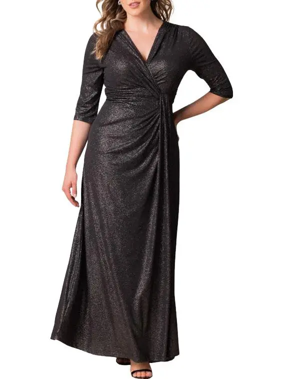 KIYONNA Romanced Moonlight Glitter A-line Gown - Silver Starlight