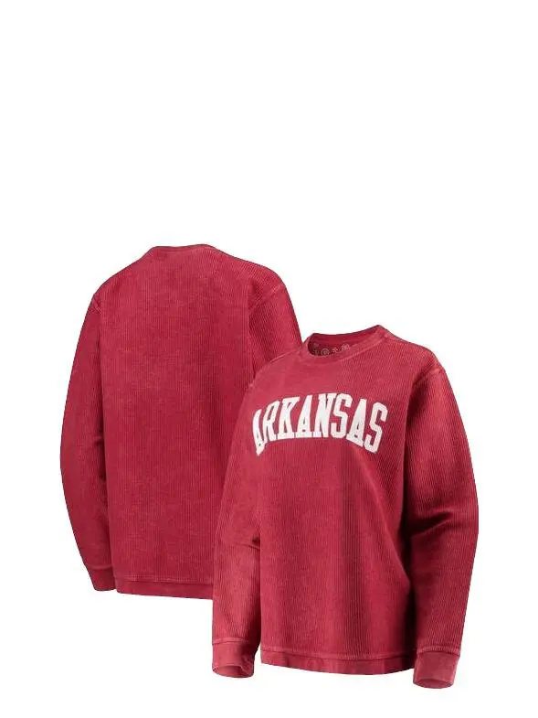 PRESSBOX Arkansas Razorbacks Corded Vintage Wash Pullover Sweatshirt - Cardinal