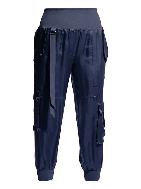 Cinq À Sept Harmony Satin Cargo Jogger Pants - Navy