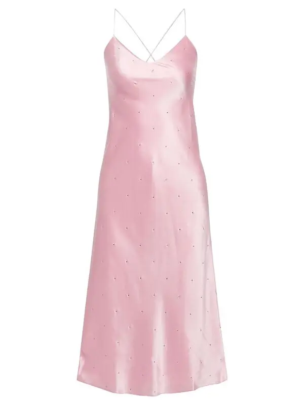 Michelle Mason Crystal-embellished Silk-charmeuse Midi Slip Dress - Baby Pink