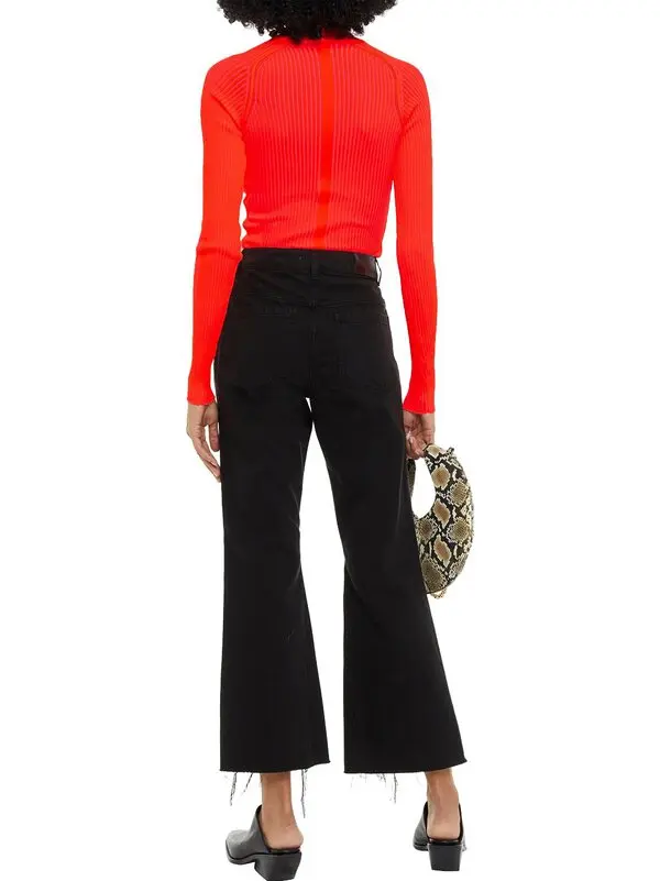 Acne Studios Ribbed Knit Turtleneck Top - Bright Orange