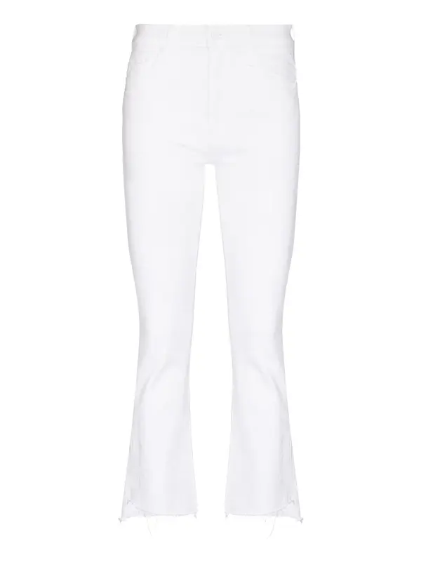 MOTHER The Insider Crop Step Fray Jeans - White