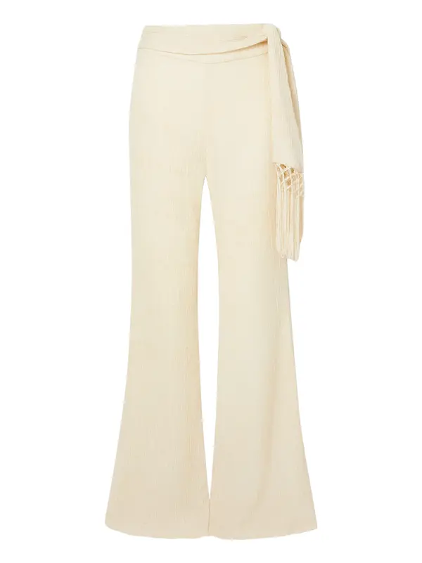 Savannah Morrow Vea Crinkled Silk And Bamboo-blend Pants - Ivory