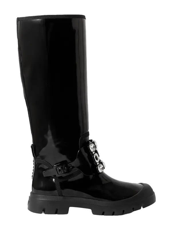 ROGER VIVIER Walky Viv Patent-leather Knee Boots - Black