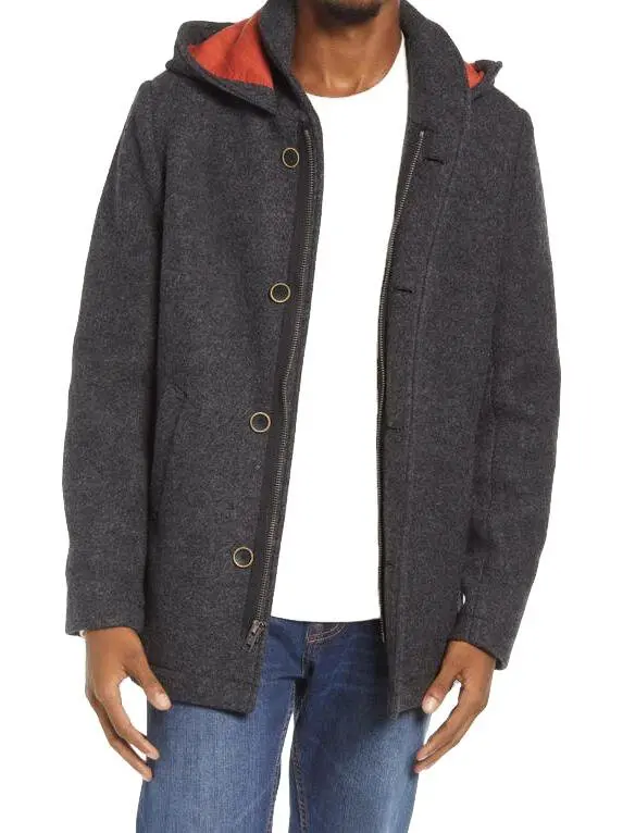 THE NORMAL BRAND Balboa City Hooded Pea Coat - Grey