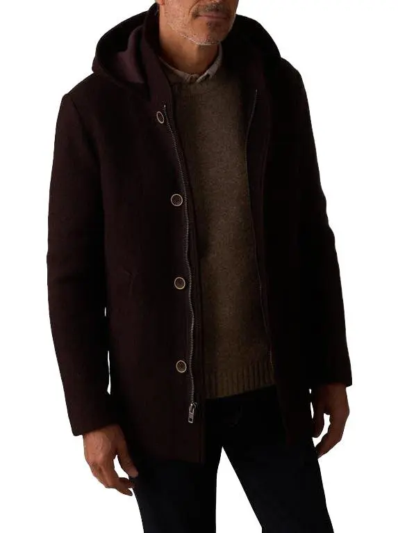 THE NORMAL BRAND Balboa City Hooded Pea Coat - Midnight Brown