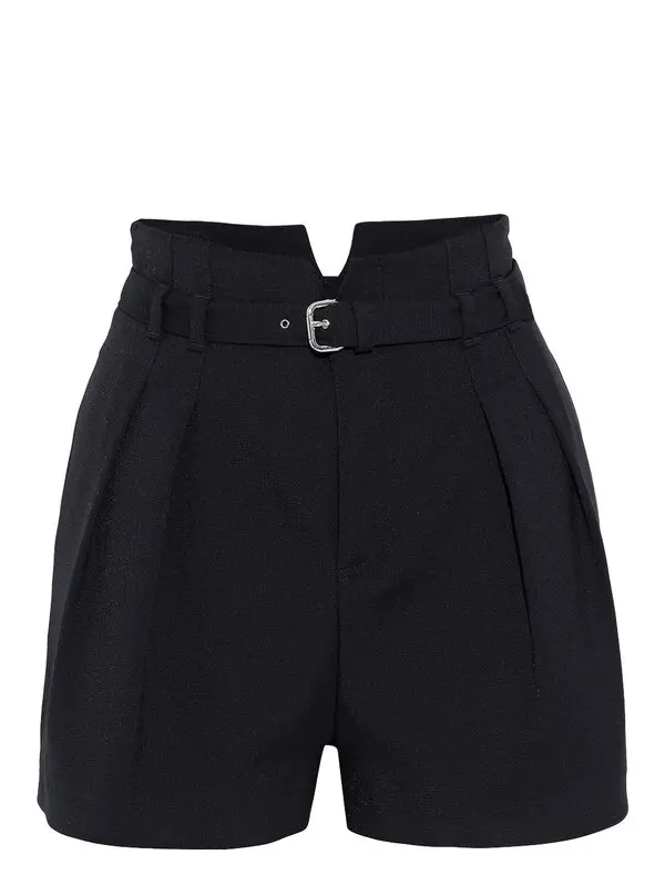 Red Valentino Belted Stretch-crepe High-rise Shorts - Black