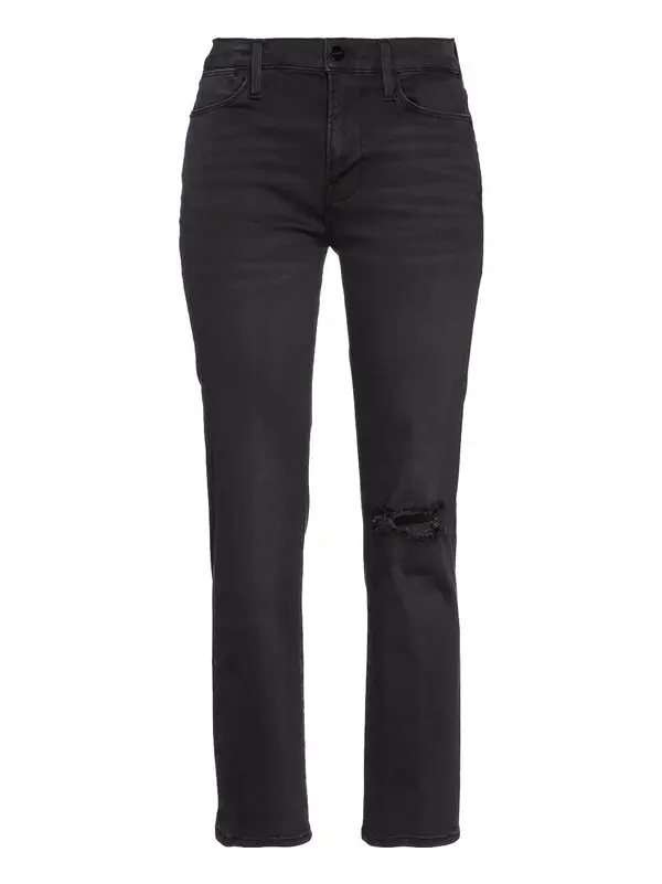 FRAME Le High Straight Cropped Jeans - Black
