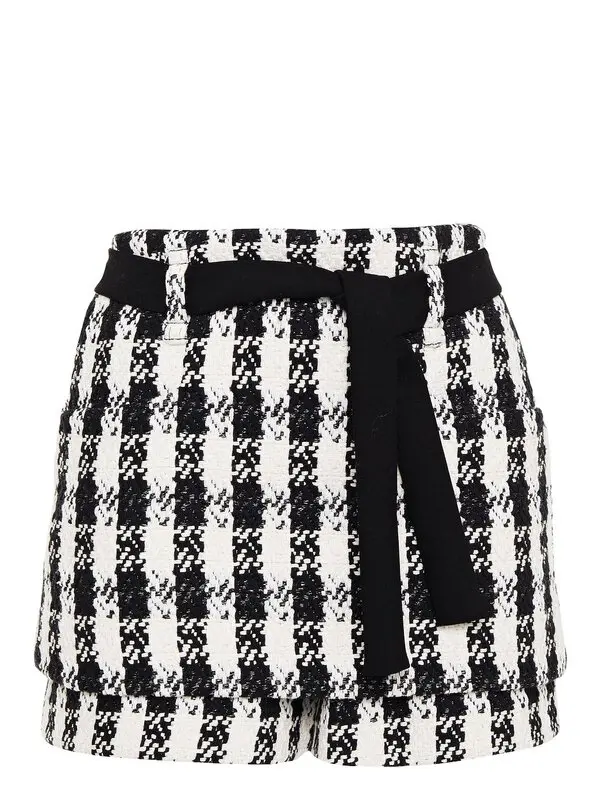 Maje Checked Cotton-blend Tweed Shorts - Black