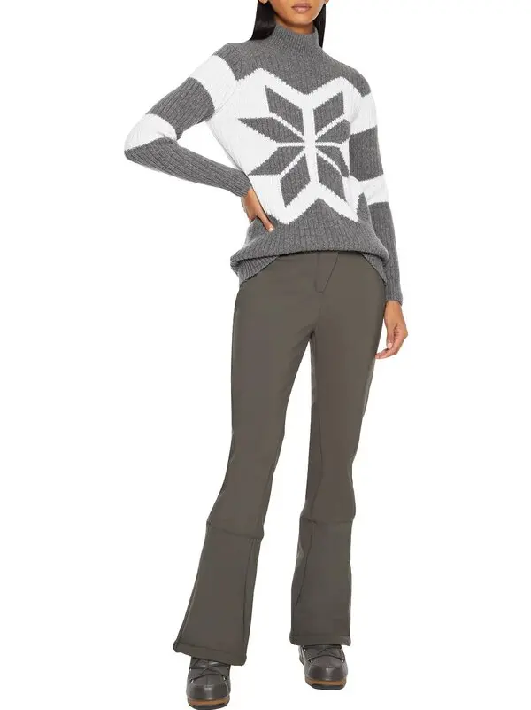 Fusalp Justine Intarsia Ribbed Merino Wool And Cashmere-blend Turtleneck Sweater - Gray