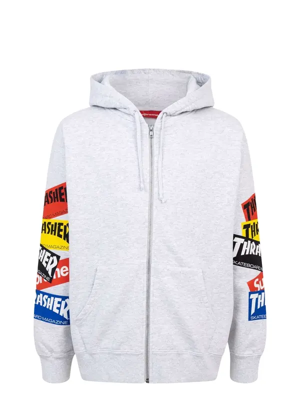 Supreme Thrasher Multi Logo Zip-up Hoodie - Grey