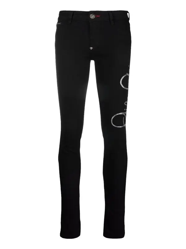 Philipp Plein Logo-embellished Skinny Jeans - Black