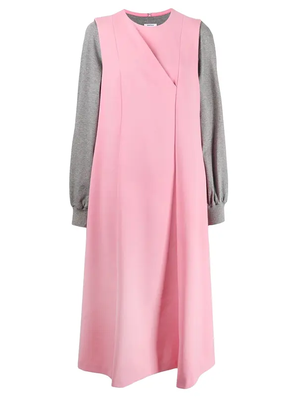 ENFOLD Two-tone Knitted Midi Dress - Pink
