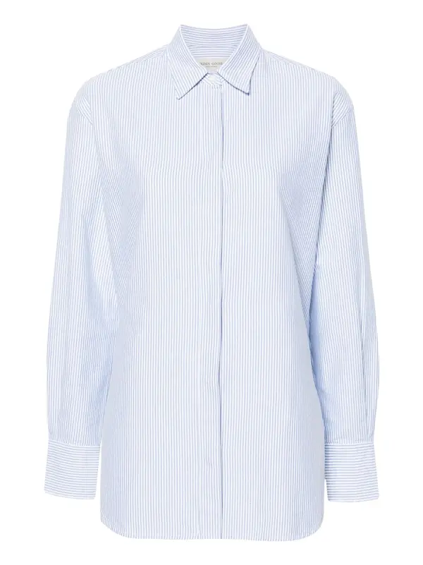 GOLDEN GOOSE Striped Oxford Shirt - Blue