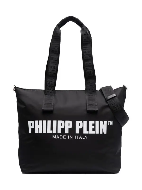 Philipp Plein Logo Print Cotton Tote Bag - Black