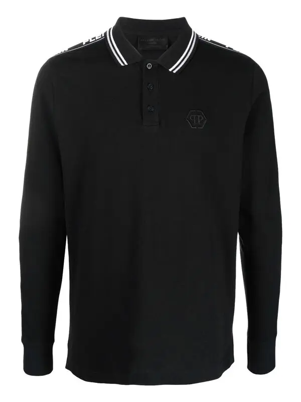 Philipp Plein Logo-tape Cotton Polo Shirt - Black