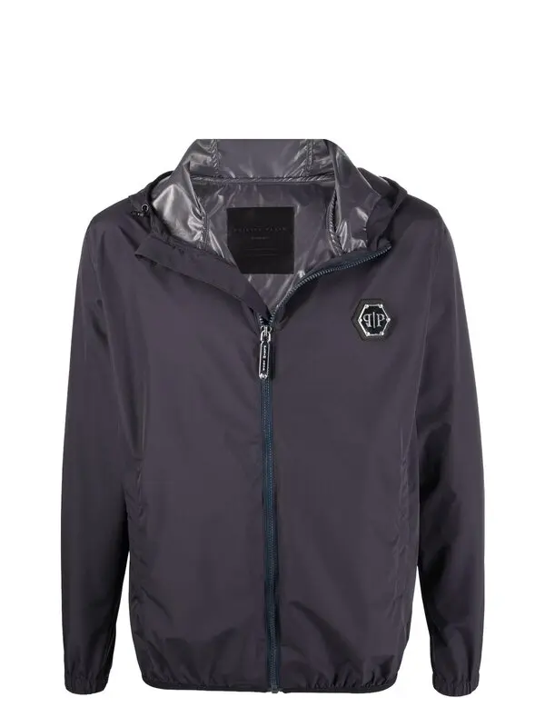 Philipp Plein Logo-patch Zip-up Windbreaker - Blue
