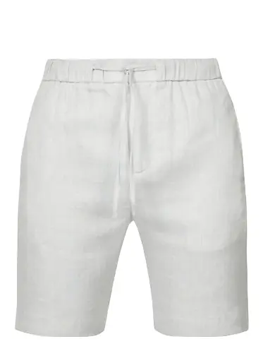 Frescobol Carioca Felipe High-rise Linen-cotton Blend Shorts - Light Melange Grey