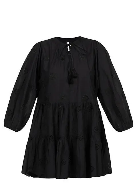 Seafolly Embroidered Cotton Mini Dress - Black