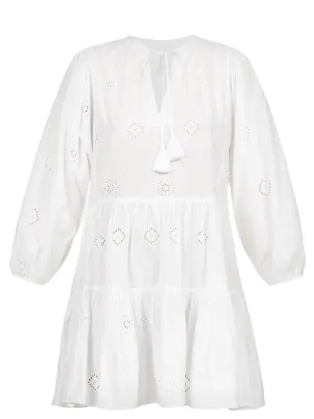 Seafolly Embroidered Cotton Mini Dress - White