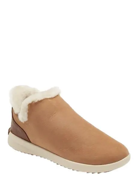 Olukai Malua Hulu Genuine Shearling Waterproof Slip-on Sneaker - Tan/ Tapa