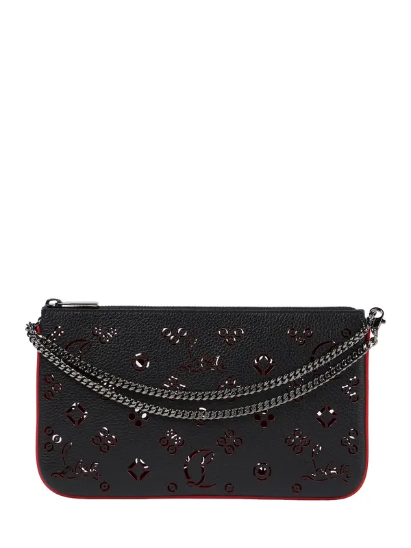 CHRISTIAN LOUBOUTIN Loubila Perforated Leather Clutch - Black
