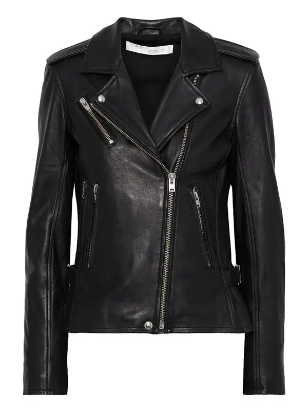 IRO PARIS Washed Leather Biker Jacket - Black
