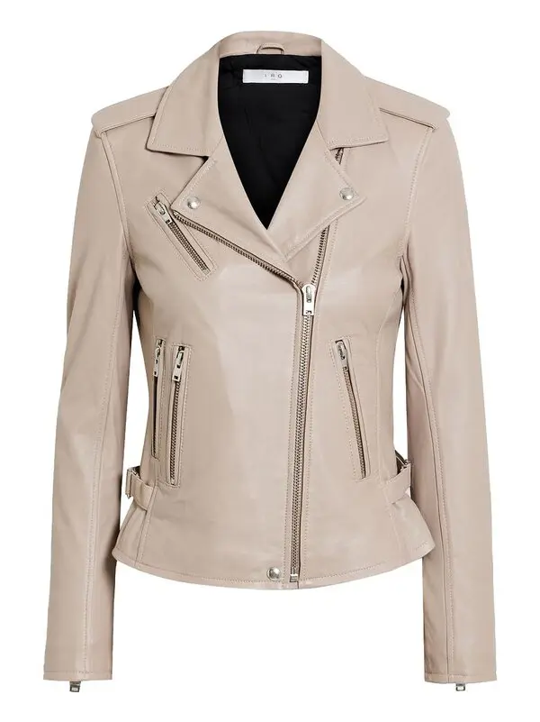 IRO PARIS Newhan Leather Biker Jacket - Taupe
