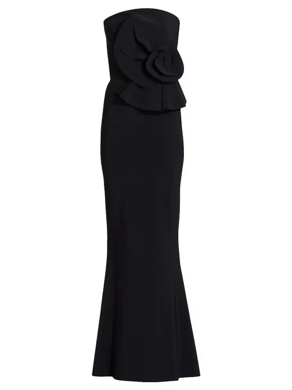 Chiara Boni La Petite Robe Hebe Strapless Ruffle Gown - Black
