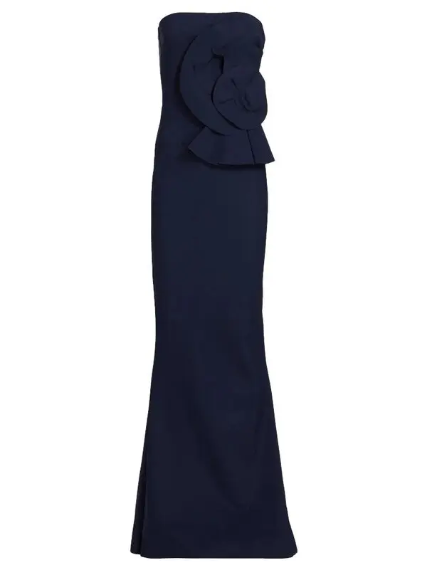 Chiara Boni La Petite Robe Hebe Strapless Ruffle Gown - Blue Notte
