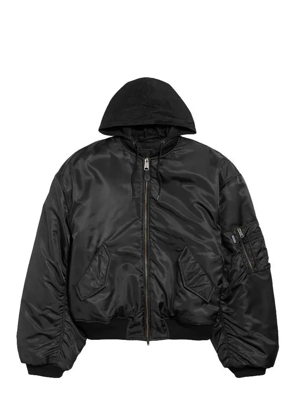 Balenciaga Hooded Bomber Jacket - Black