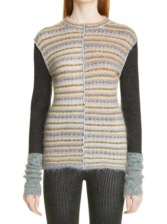 Acne Studios Dione Wool Blend Jacquard Sweater - Sky Blue