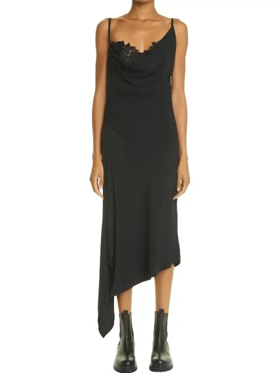 Monse Draped Satin Crepe Slipdress - Black