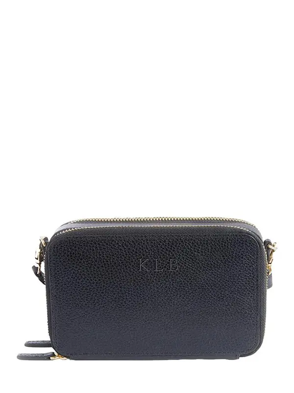 ROYCE NEW YORK Monogrammed Leather Camera Bag - Black