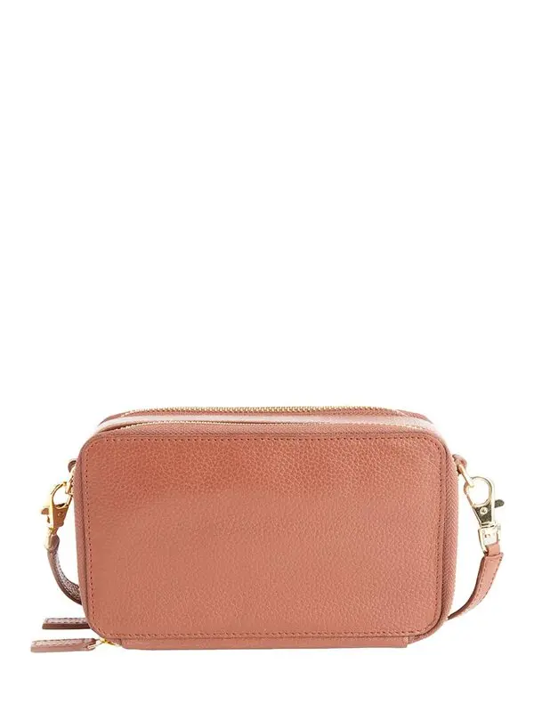 ROYCE NEW YORK Monogrammed Leather Camera Bag - Tan