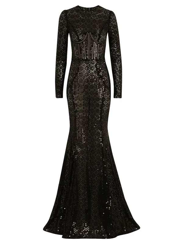 Dolce & Gabbana Long Sequined Mermaid Dress - Black
