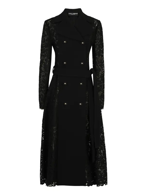 Dolce & Gabbana Cordonetto Lace And Crepe Coat - Black