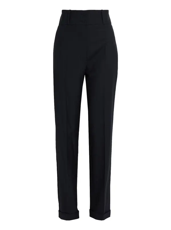 ROKSANDA Medea Grain De Poudre Wool Tapered Pants - Black
