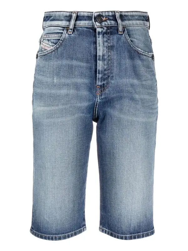 DIESEL® Knee-length Straight Leg Denim Shorts - Blue