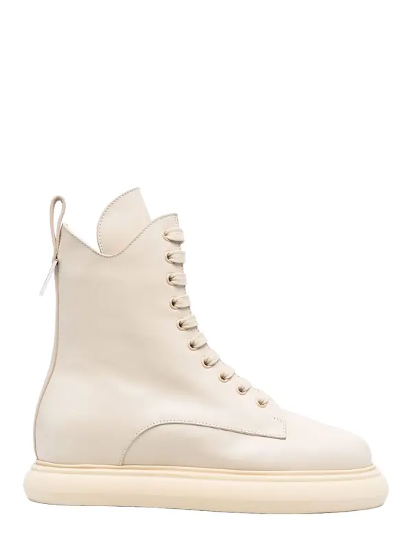 Attico Leather Lace-up Ankle Boots - Neutrals