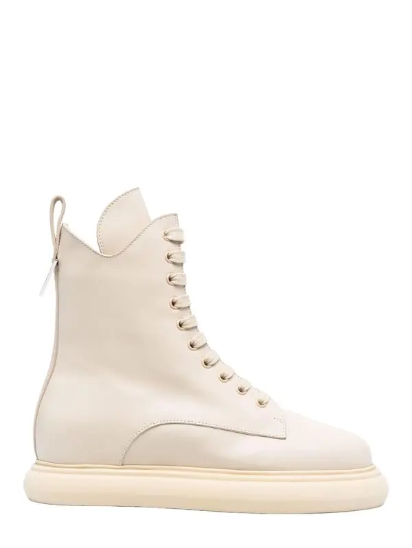 Attico Leather Lace-up Ankle Boots - Neutrals