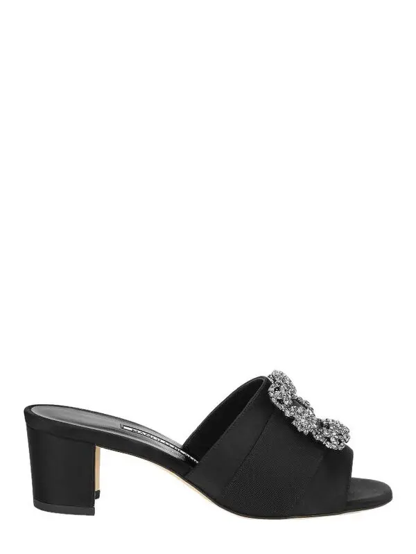 Manolo Blahnik Martanew 50mm Embellished Satin Mules - Black