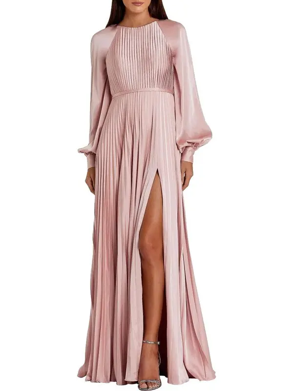 Mac Duggal Ieena Pleated A-line Chiffon Gown - Blush