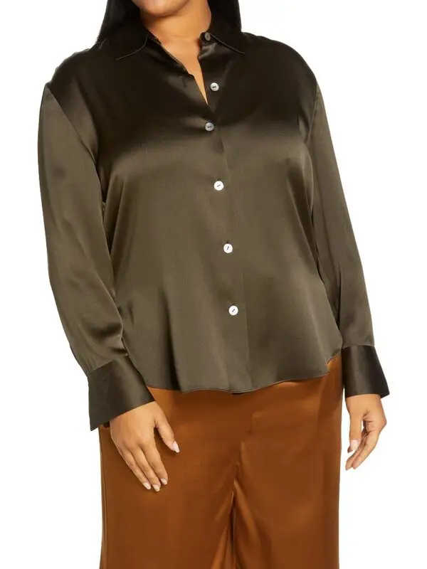 Vince Relaxed Silk Button-up Blouse - Eden