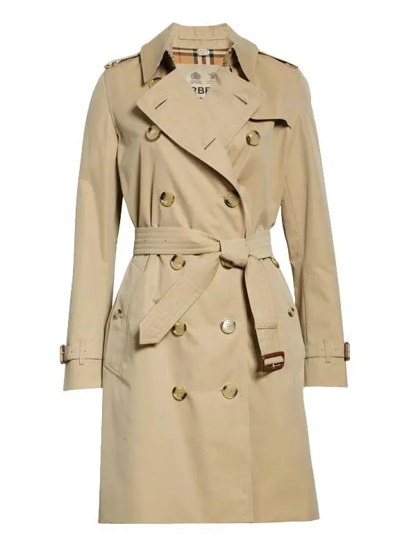 Burberry Kensington Cotton Gabardine Trench Coat - Honey